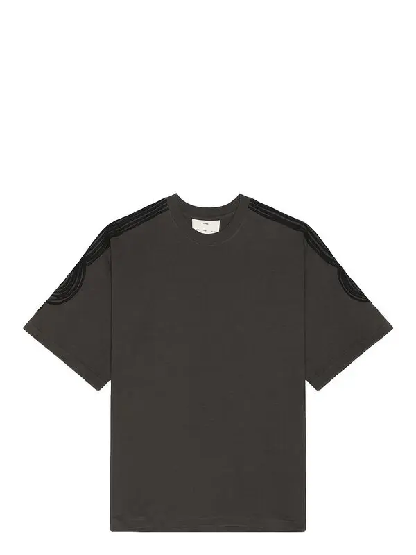 SONG FOR THE MUTE Applique Gym Tee In Charcoal - Washed Black