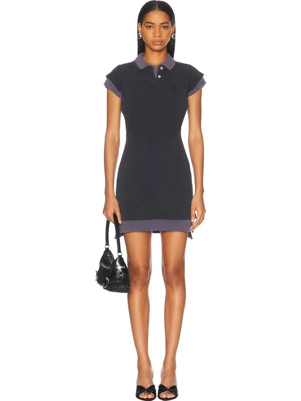 Alexander Wang Layered Short Sleeve Polo Mini Dress - Washed Navy & Washed Blue