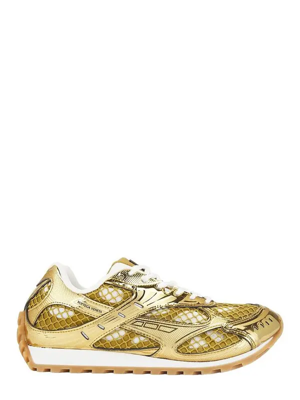Bottega Veneta Orbit Lace-up Sneakers - Gold & White