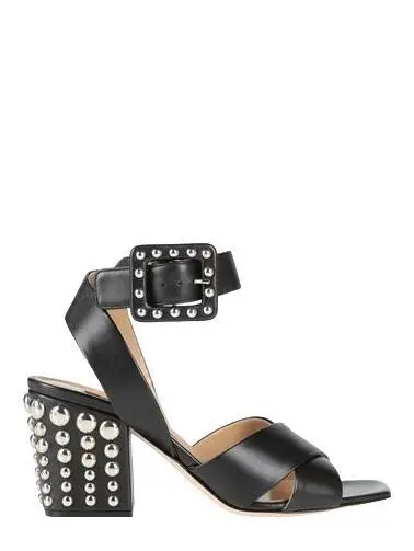 SERGIO ROSSI Leather Ankle Strap Sandals - Black