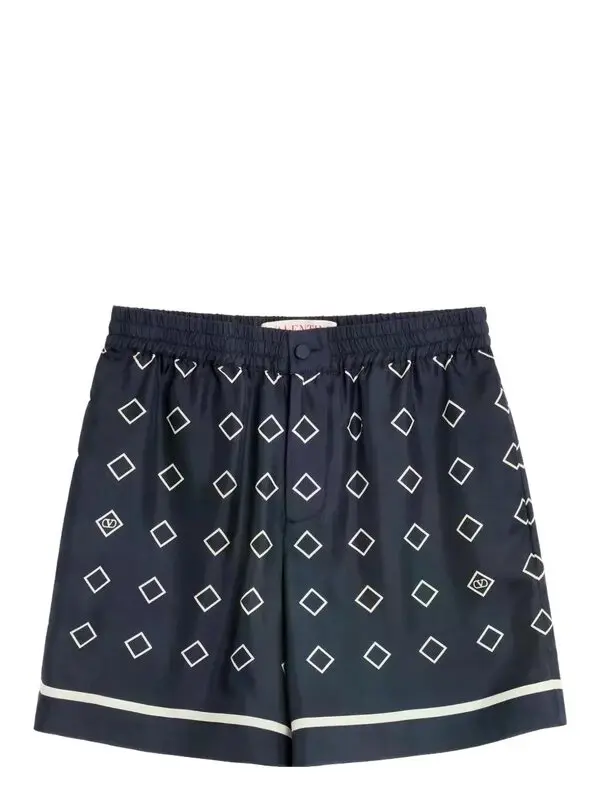 Valentino Garavani Skill Twill Opticool Print Bermuda Shorts - Blue