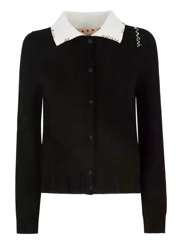 Marni Logo-embroidered Cotton Cardigan - Black