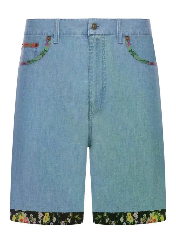 Valentino Garavani Floral-trim Bermuda Shorts - Blue