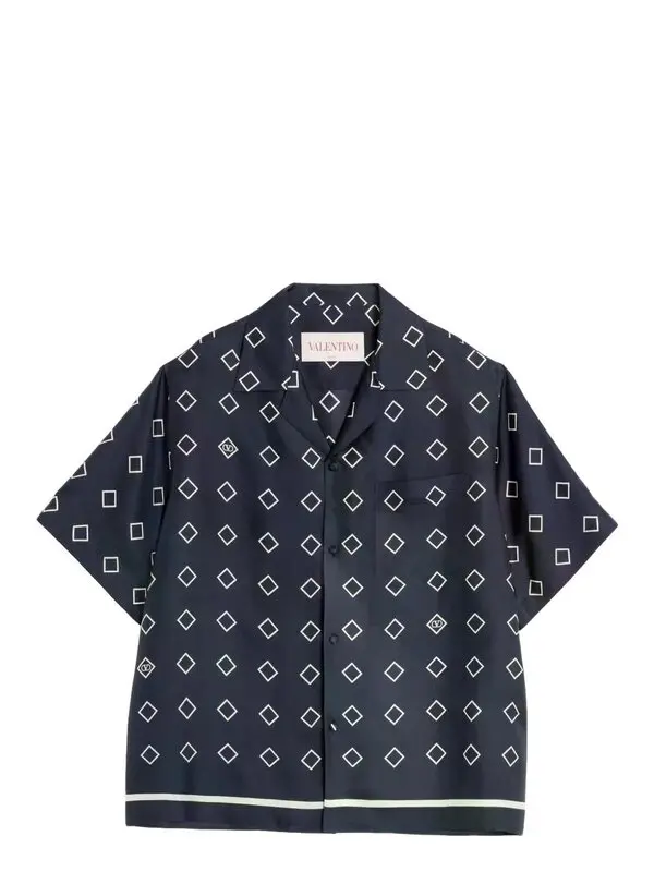 Valentino Garavani Opticool-print Silk Shirt - Blue