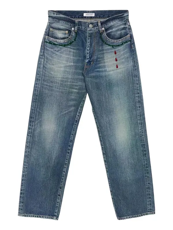 UNDERCOVERISM Bead-embellished Straight Leg Jeans - Blue