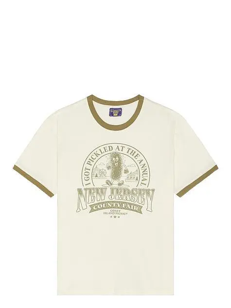 CONEY ISLAND PICNIC County Fair Ringer Tee In Cream - Off White