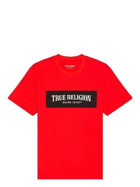 True Religion Mesh Box Logo Tee In Red - Flame Scarlet