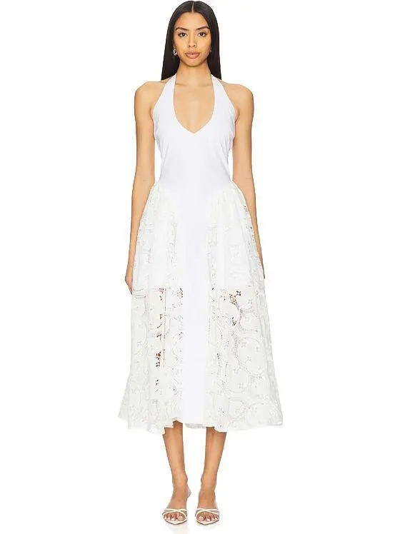 Delfi Hera Eyelet Long Dress - White