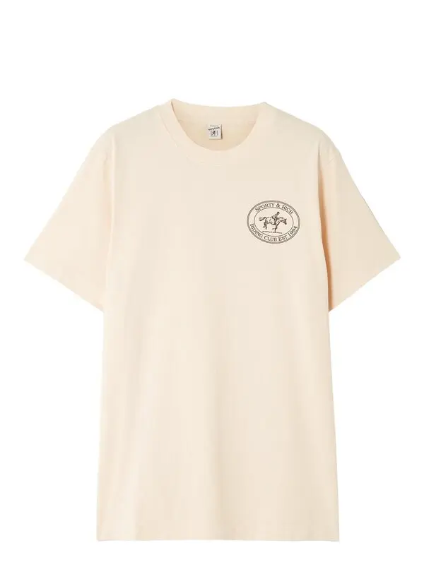 SPORTY & RICH Riding Club Printed T-shirt - Cream