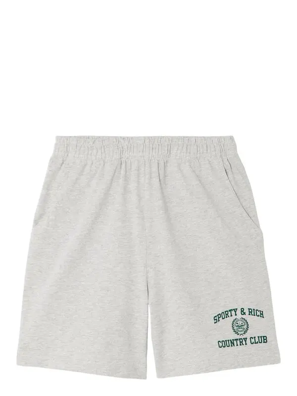SPORTY & RICH Varsity Crest Cotton-blend Jersey Shorts - Gray