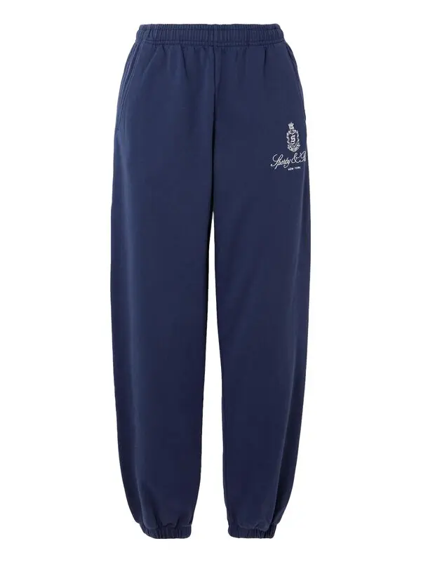 SPORTY & RICH Vendome Cotton-jersey Track Pants - Blue