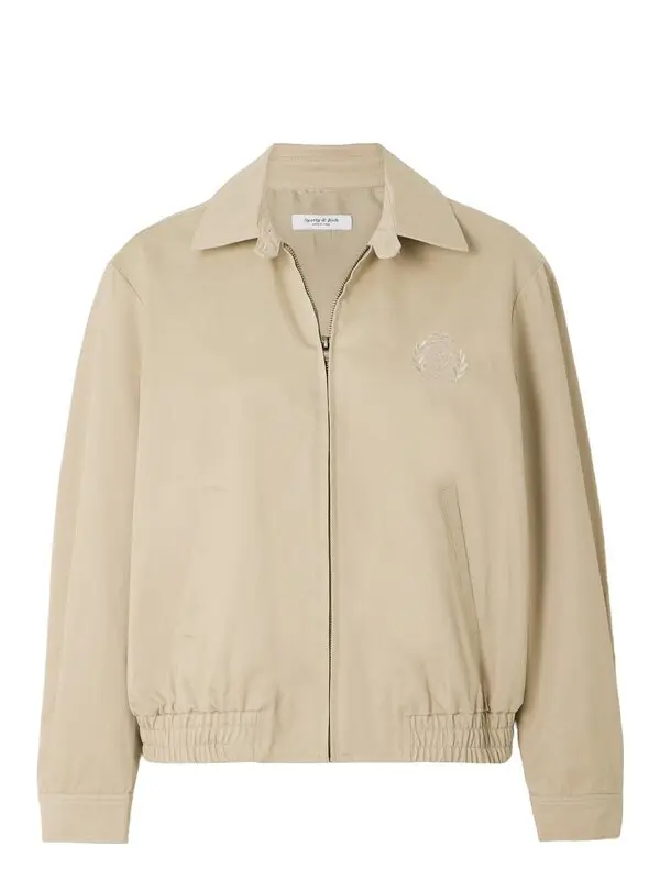 SPORTY & RICH Prep H & W Crest Jacket - Neutrals