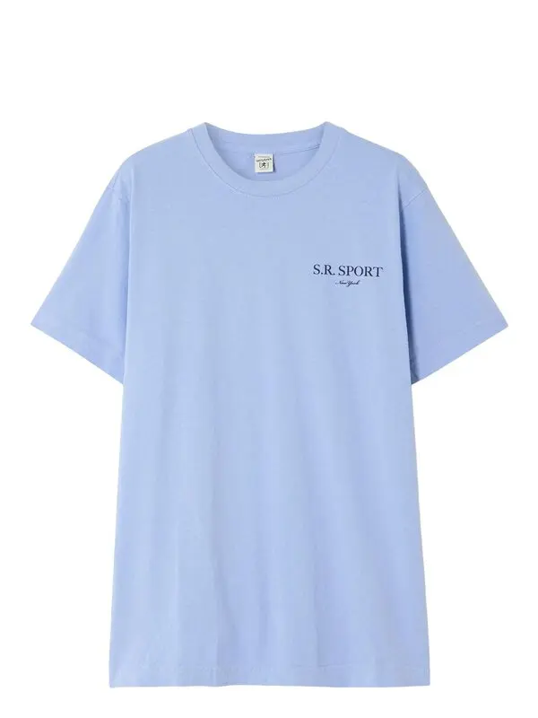 SPORTY & RICH Wimbledon Cotton-jersey T-shirt - Blue