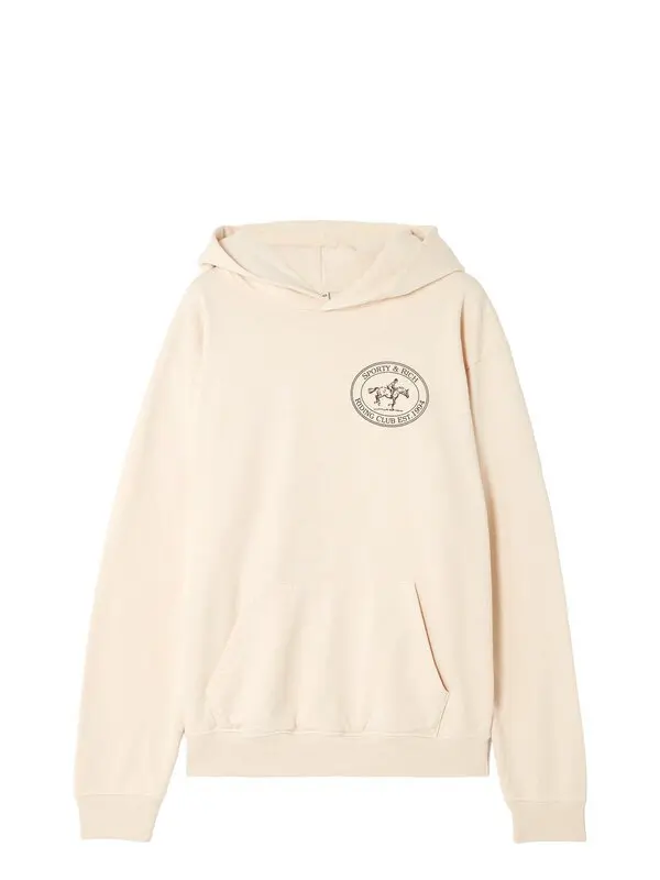 SPORTY & RICH Riding Club Printed Hoodie - Cream