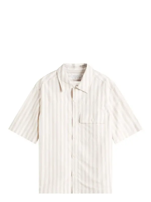 Maison Kitsuné Short Sleeve Handwriting Overshirt - Cork Stripe