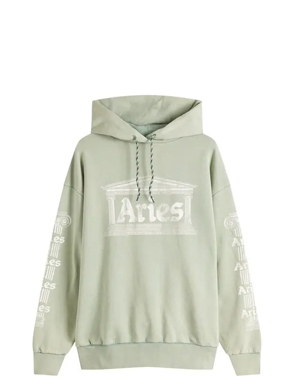Aries Aged Ancient Temple Hoodie - Green