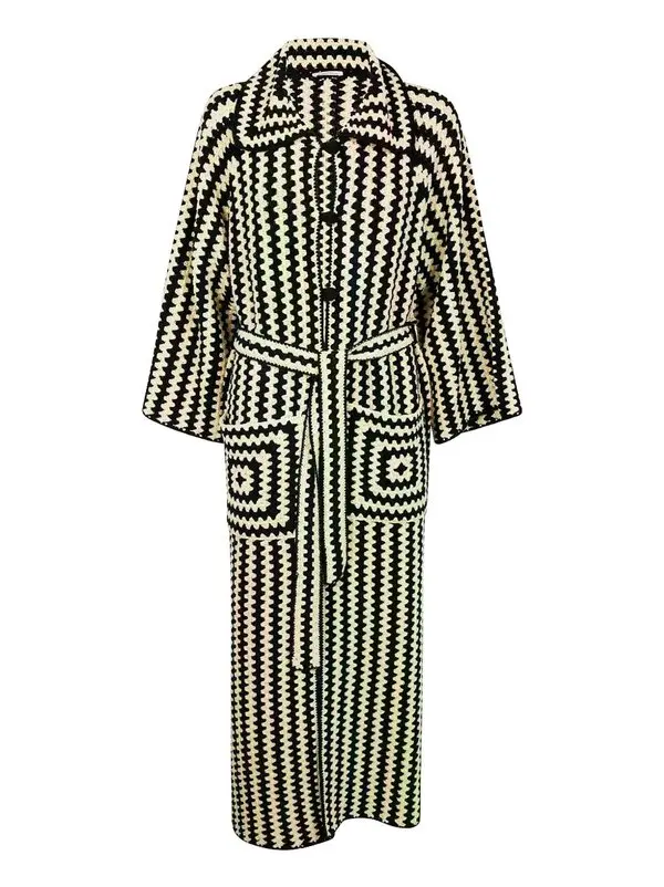 BY MALENE BIRGER Dina Geometric-patterned Coat - Black