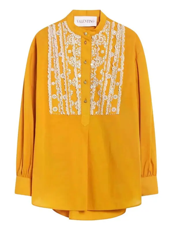 Valentino Garavani Lace-embellished Shirt - Yellow
