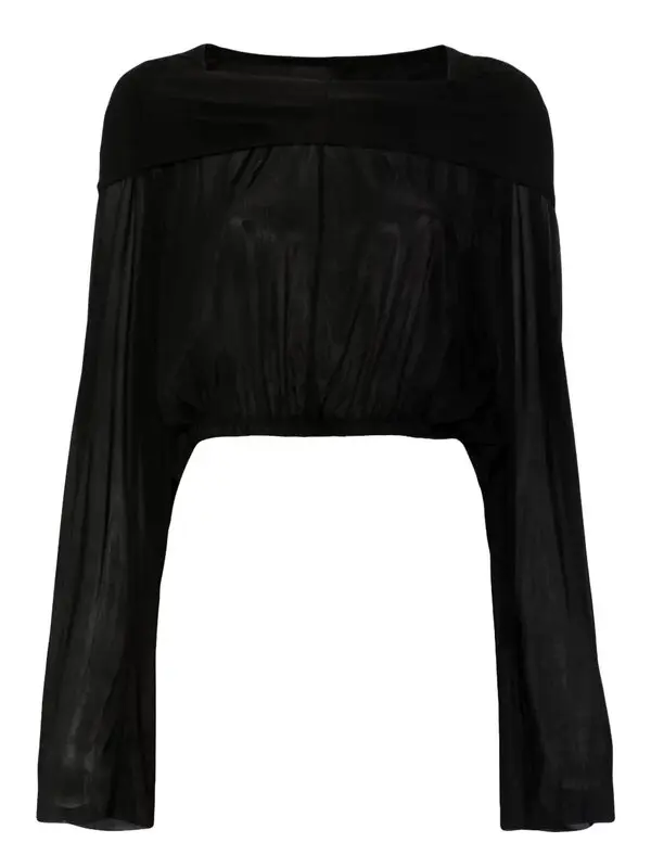 Rick Owens Cropped Hooded Blouse - Black