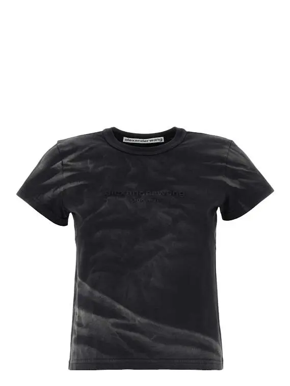 Alexander Wang Crease Wash Shrunken Jersey Tee - Washed Black