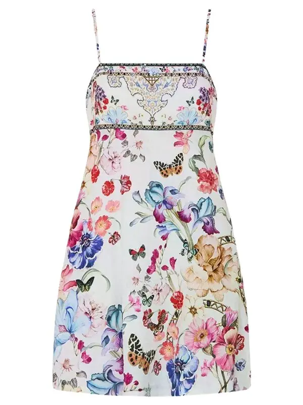 Camilla Floral-print Mini Dress - White
