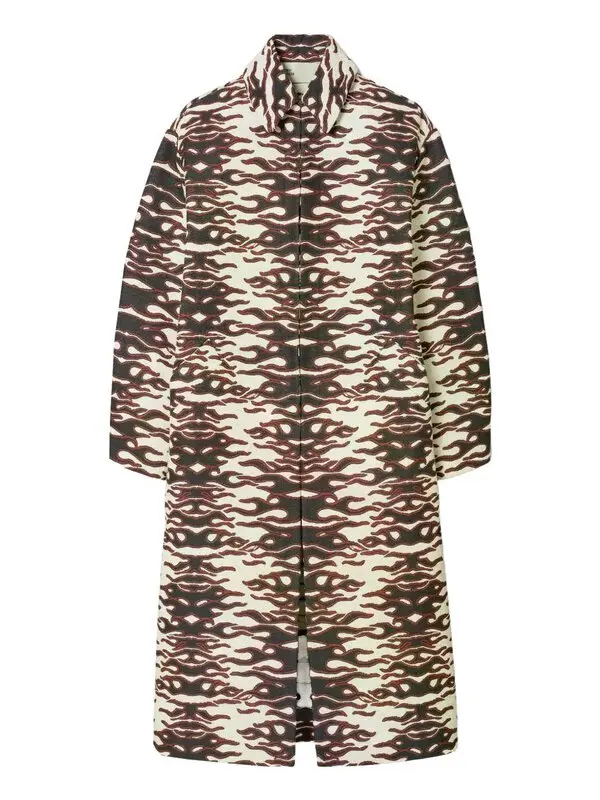 Tory Burch Flame-jacquard Coat - Neutrals