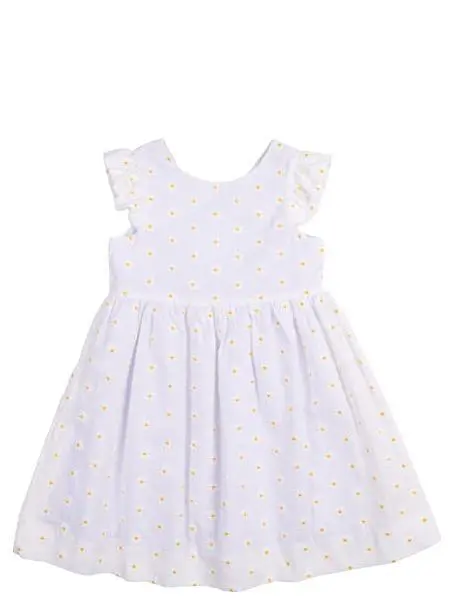 FLORENCE EISEMAN Embroidered Daisy Dress - White / Yellow