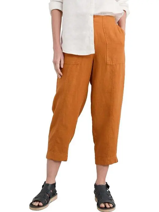 SEASALT CORNWALL Saltings Cropped Linen Pants - Cumin