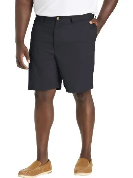 HARBOR BAY BY DXL Big & Tall Waist-relaxer Cotton Shorts - Black