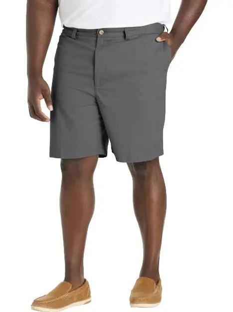 HARBOR BAY BY DXL Big & Tall Waist-relaxer Cotton Shorts - Charcoal