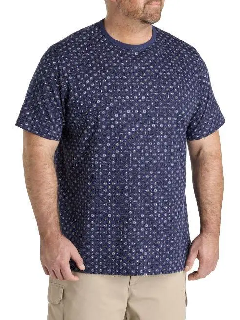 HARBOR BAY BY DXL Big & Tall Moisture-wicking Star Print T-shirt - Peacoat
