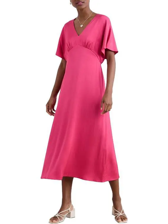 SEASALT CORNWALL Evenglow Dolman Sleeve Satin Dress - Tulip
