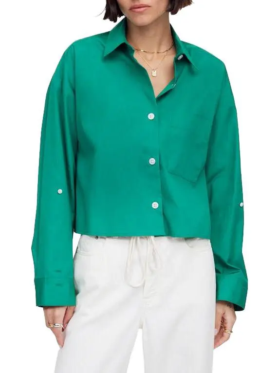 Madewell Poplin Straight Hem Shirt - Verdant Green