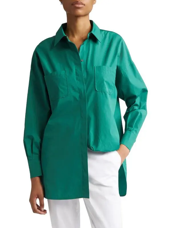 Max Mara Odino Oversize Cotton Button-up Shirt - Emerald