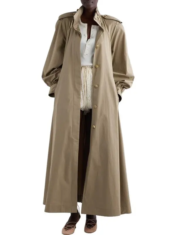 Chloé High Neck Cotton Gabardine Trench Coat - Soften Brown