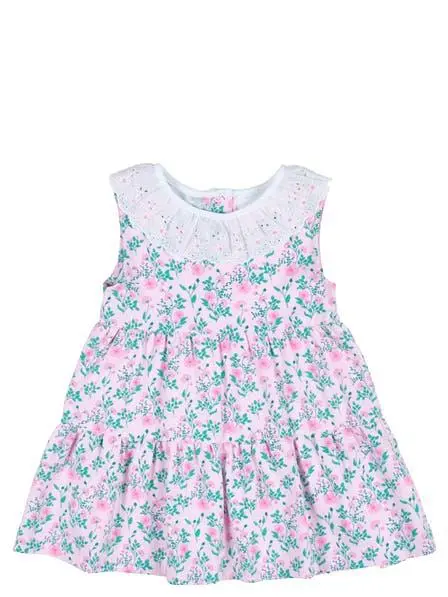 FLORENCE EISEMAN Floral Print Dress With Eyelet Collar - Pink
