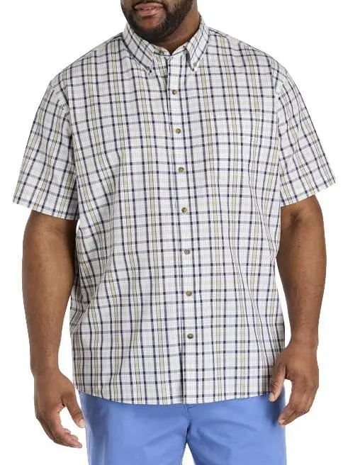 HARBOR BAY BY DXL Big & Tall Easy-care Multi Plaid Sport Shirt - Green