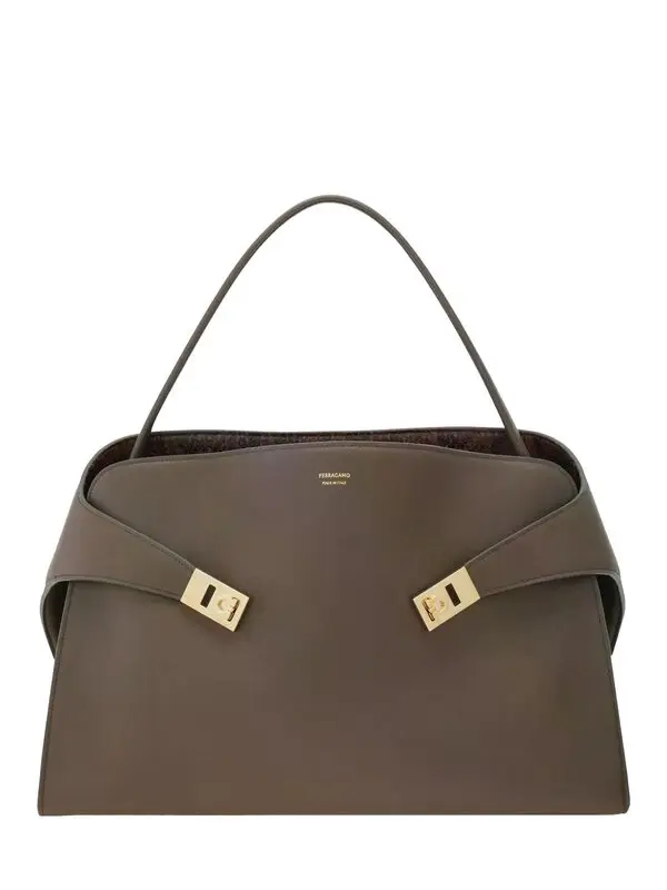 FERRAGAMO Hug Structured Tote Bag - Brown