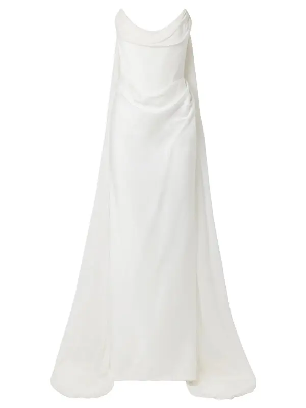 VIVIENNE WESTWOOD Galaxy Cape-effect Strapless Gown - Neutrals