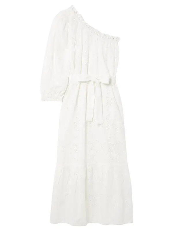 Melissa Odabash Autumn One-shoulder Cotton Midi Dress - White