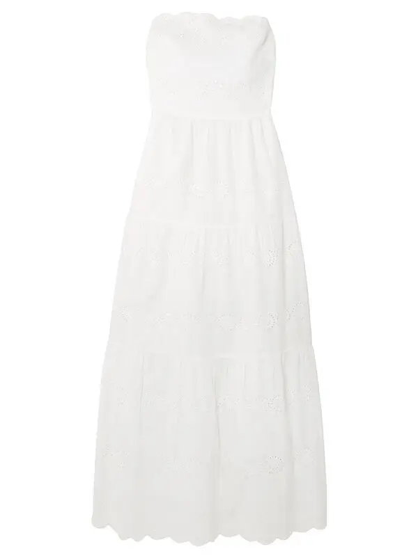 Melissa Odabash Sophie Strapless Broderie Anglaise Cotton Midi Dress - White