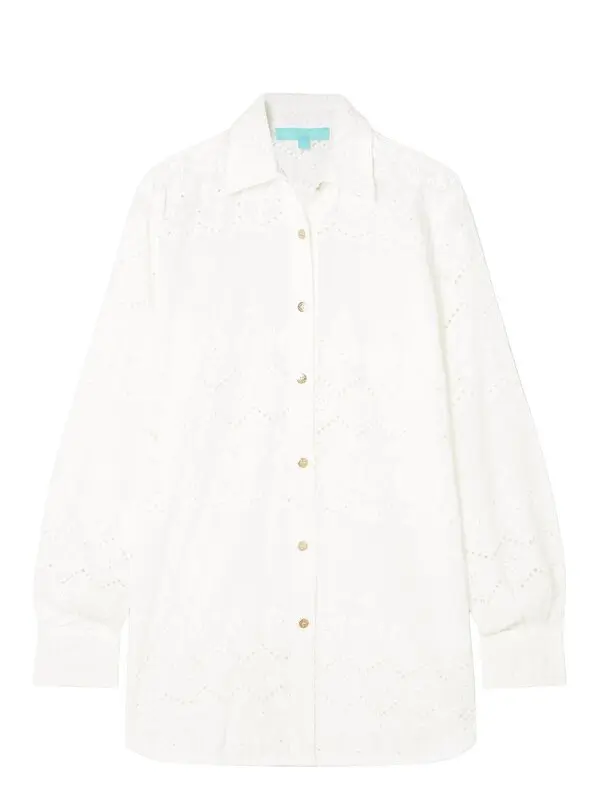 Melissa Odabash Orla Broderie Anglaise Cotton Shirt - White