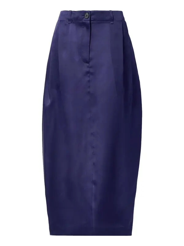 Khaite Lucian Pleated Silk-organza Maxi Skirt - Blue