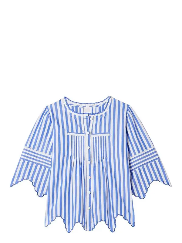Loretta Caponi Matilde Striped Cotton Shirt - Blue
