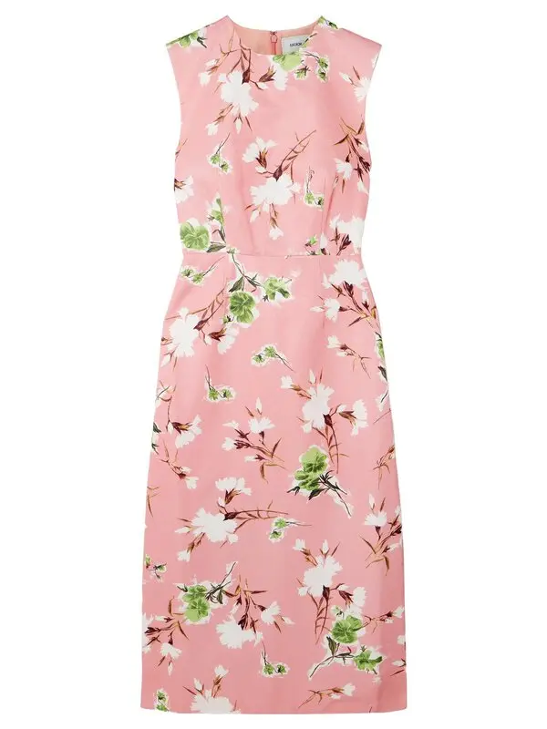 Erdem Floral-print Cotton-blend Faille Midi Dress - Pink