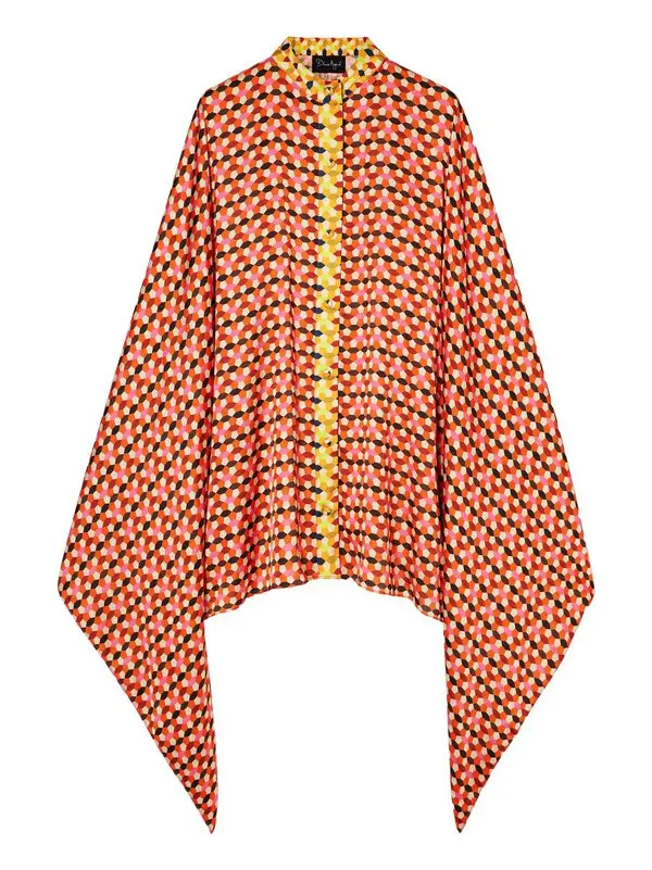 DIMA AYAD Printed Satin Blouse - Orange