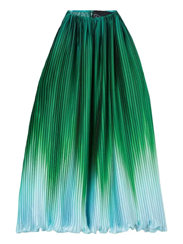 DIMA AYAD Ombré Plissé-taffeta Halterneck Top - Green