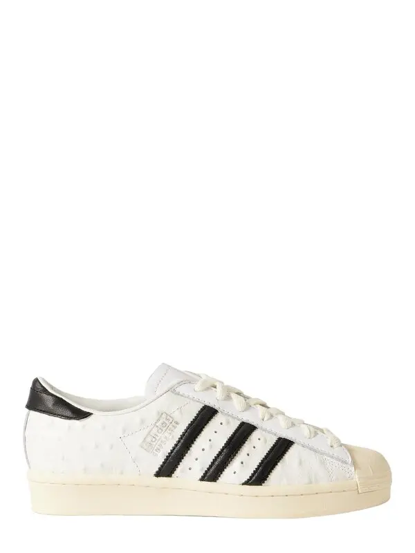 Adidas Originals By Alexander Wang Superstar Vintage Ostrich-effect Leather Sneakers - White