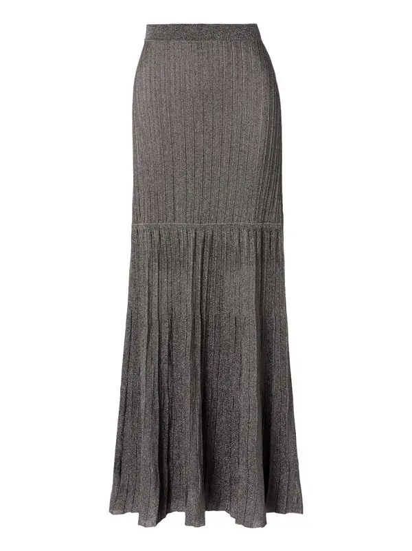 Adam Lippes Metallic Ribbed-knit Maxi Skirt - Brown