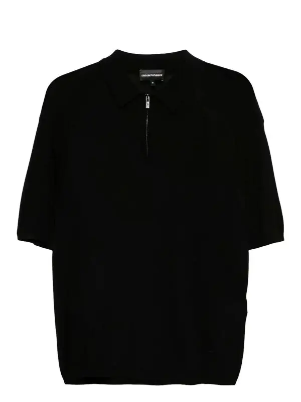 Emporio Armani Knitted Polo Shirt - Black